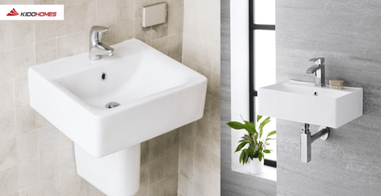 Cấu tạo lavabo treo tường: bồn rửa, chân chậu, bộ phận thoát nước